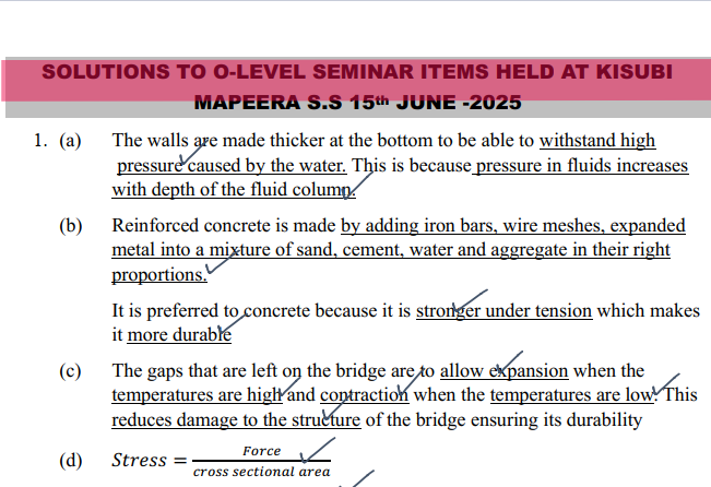 PHYSICS UCE KISUBI MAPEERA SEMINAR SOLUTIONS | ST. KIZITO E-LEARNING